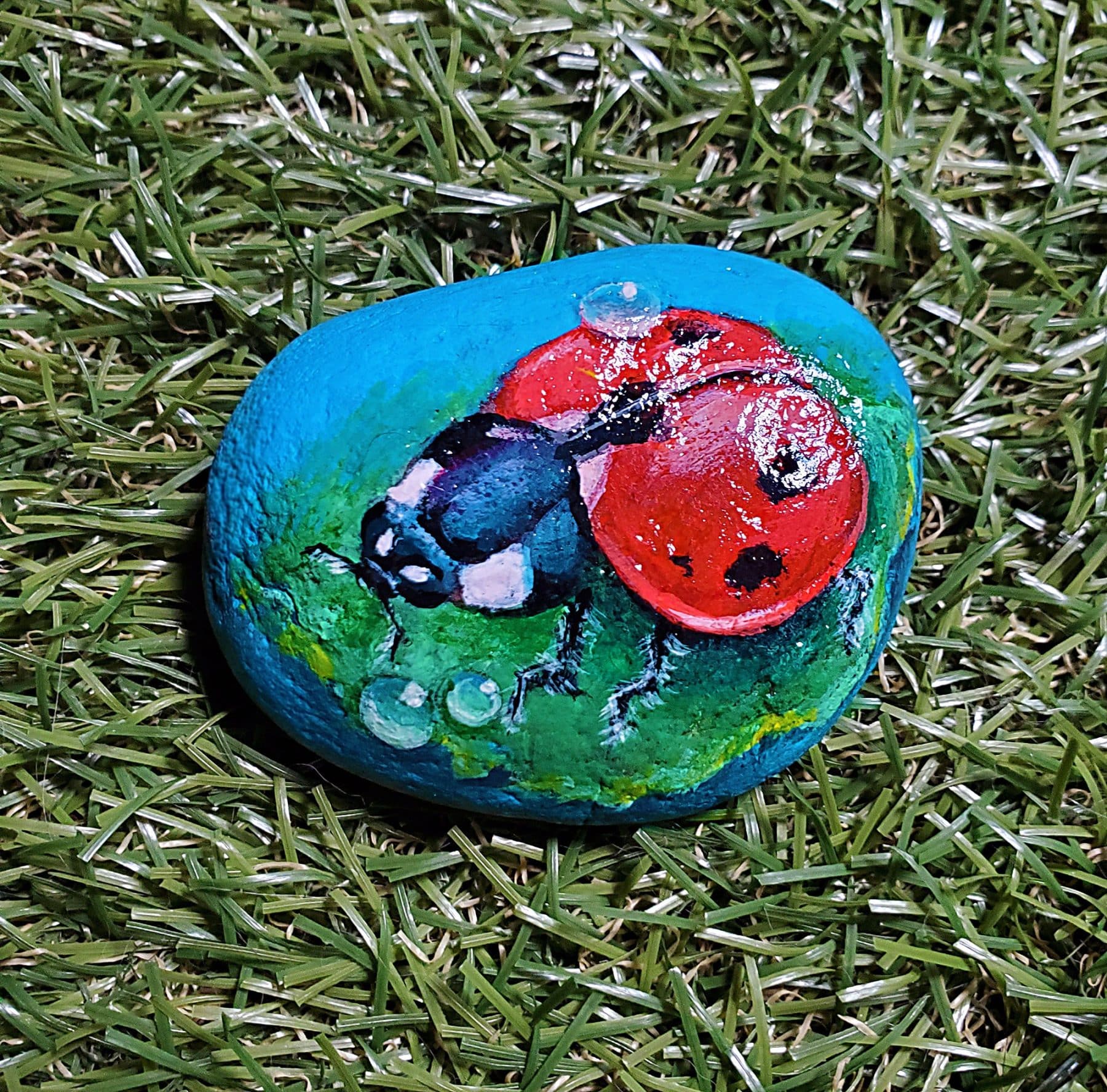 Ladybug Hand Painted on Stone - Kurochka Gifts